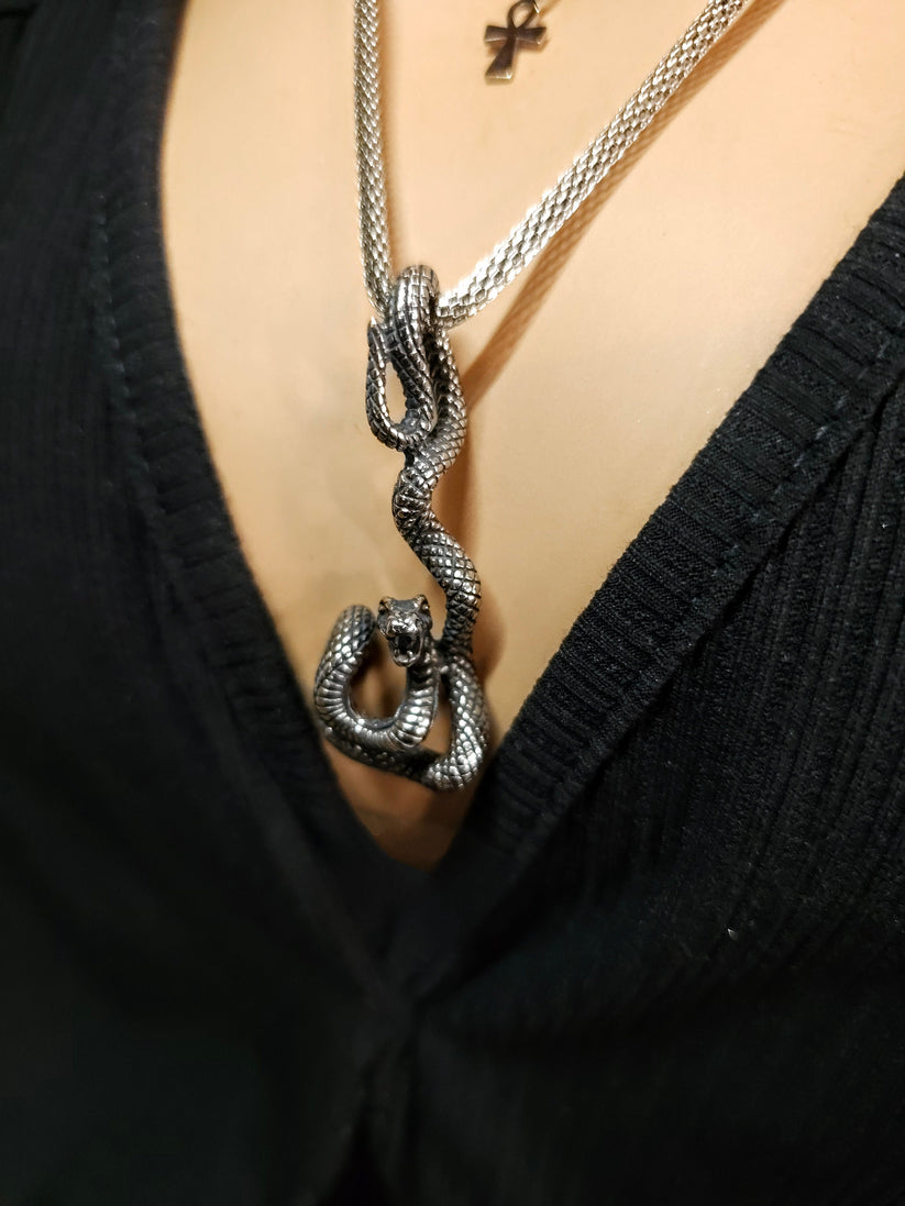 Snake Goth Punk Necklace Layered Multi Strand Set Ankh – Shield Maiden ...