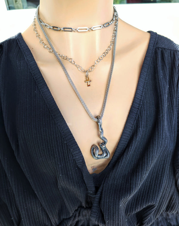 Snake Goth Punk Necklace Layered Multi Strand Set Ankh – Shield Maiden ...